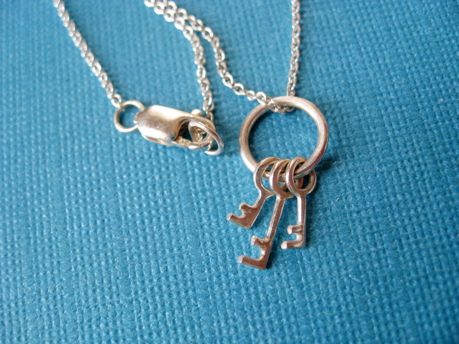 Sterling Silver Delicate Necklace Miniature Key Ring - Etsy