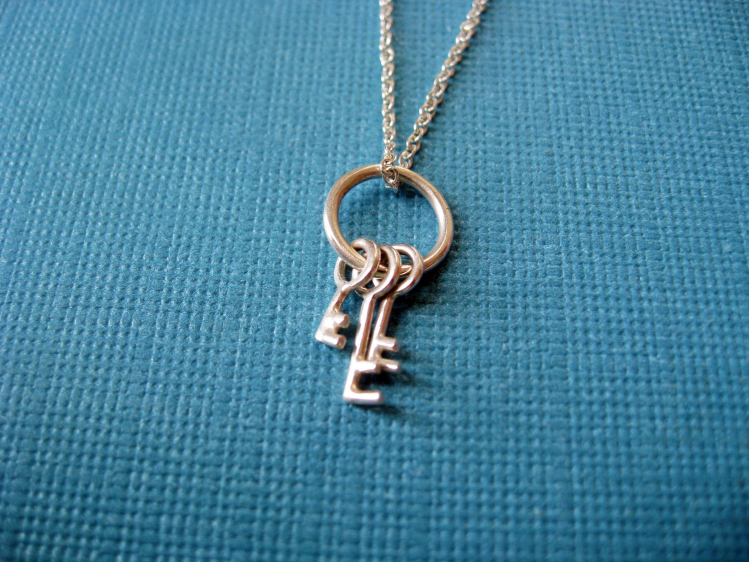 Sterling Silver Delicate Necklace Miniature Key Ring - Etsy