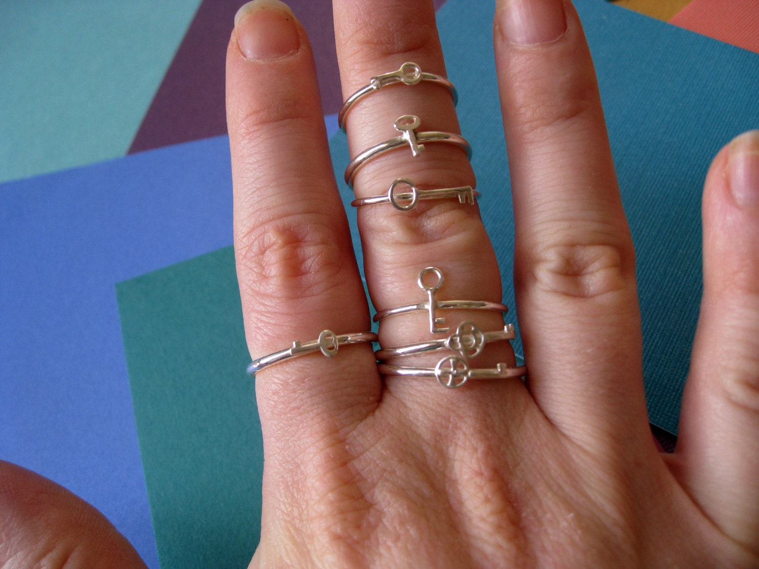 Tiny Key Stacking Ring. Sterling Silver. - Etsy