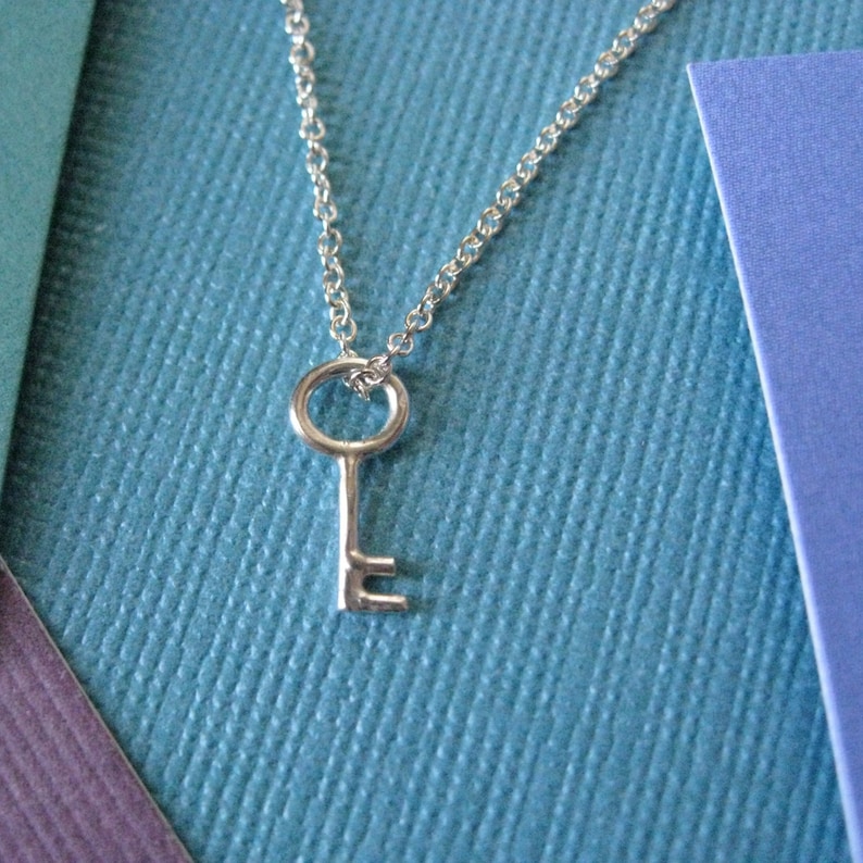 Tiny Key Necklace Sterling Silver - Etsy