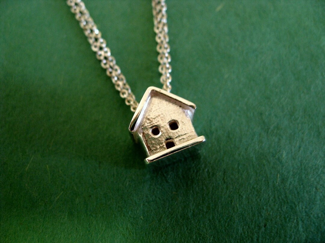 Sterling Silver Necklace. Tiny House With Double Chain. - Etsy