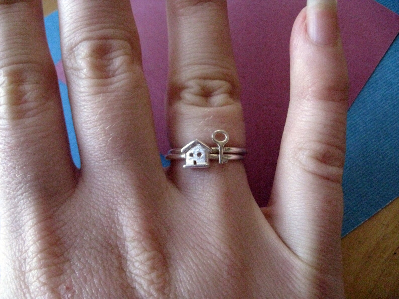 Tiny House and Key Stacking Rings Sterling Silver 2 Rings - Etsy