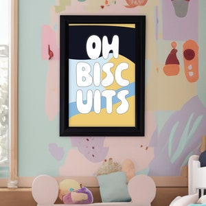 Bluey TV Show Digital Poster oh Biscuits bandit Heeler - Etsy