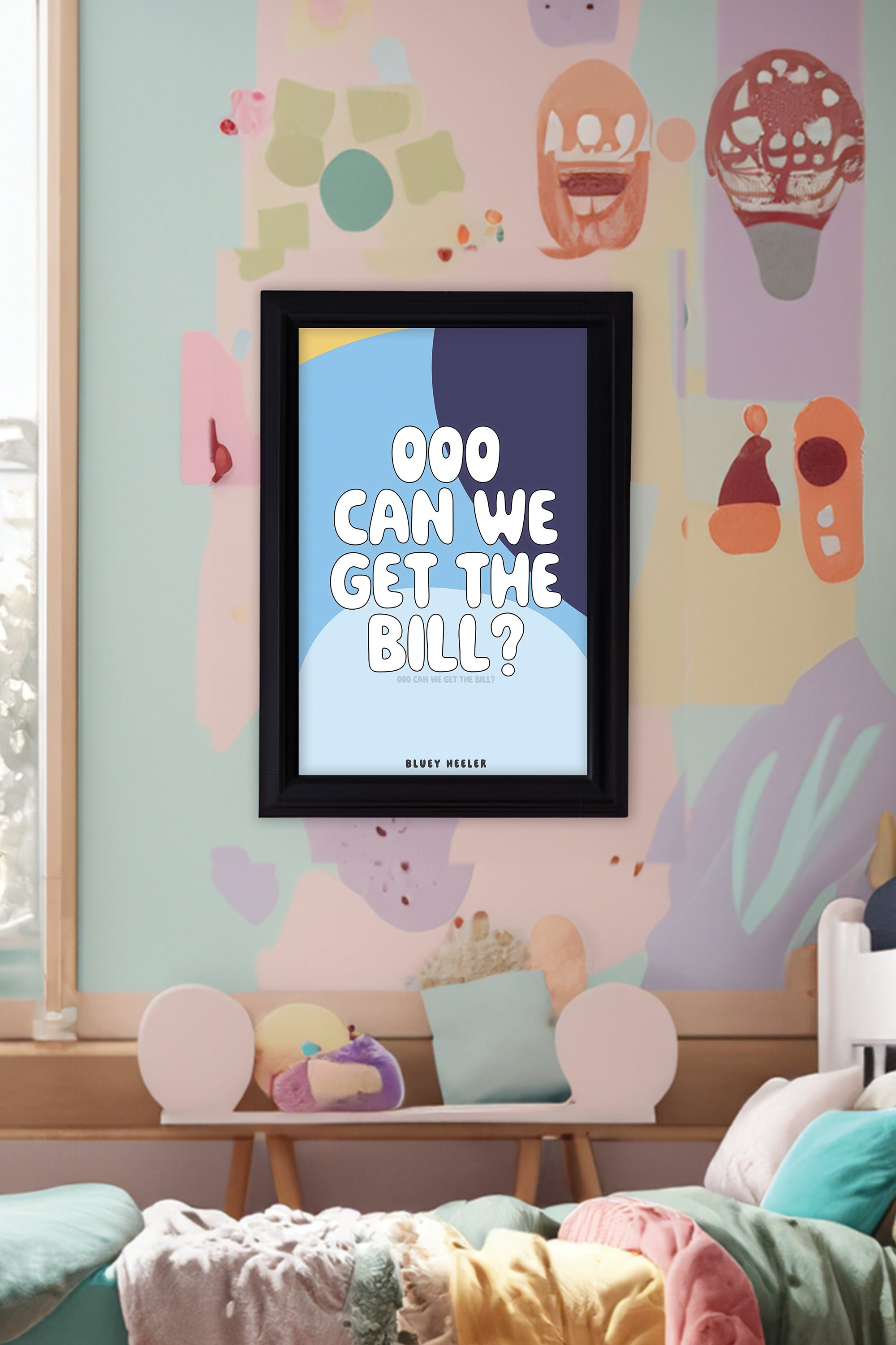Bluey (TV Show) Digital Poster - "can We Get the Bill" (bluey Heeler ...