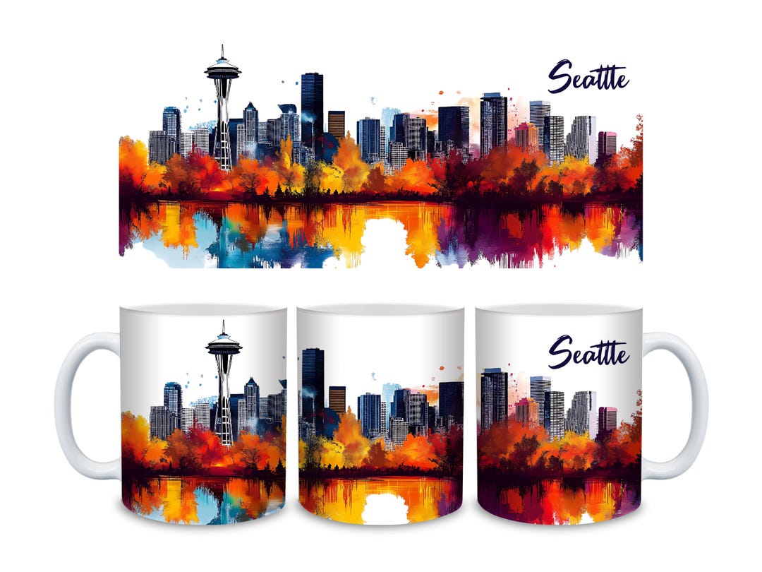 Seattle Skyline Mug, Cityscape Ceramic Cup - Etsy