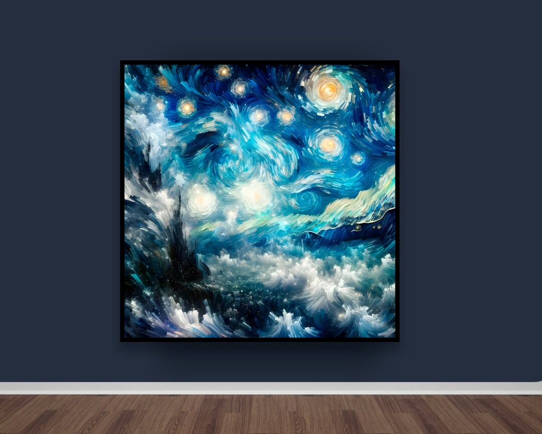 Starry Sky Digital Art Starry Sky Canvas Print Impressionist Cosmic Art ...