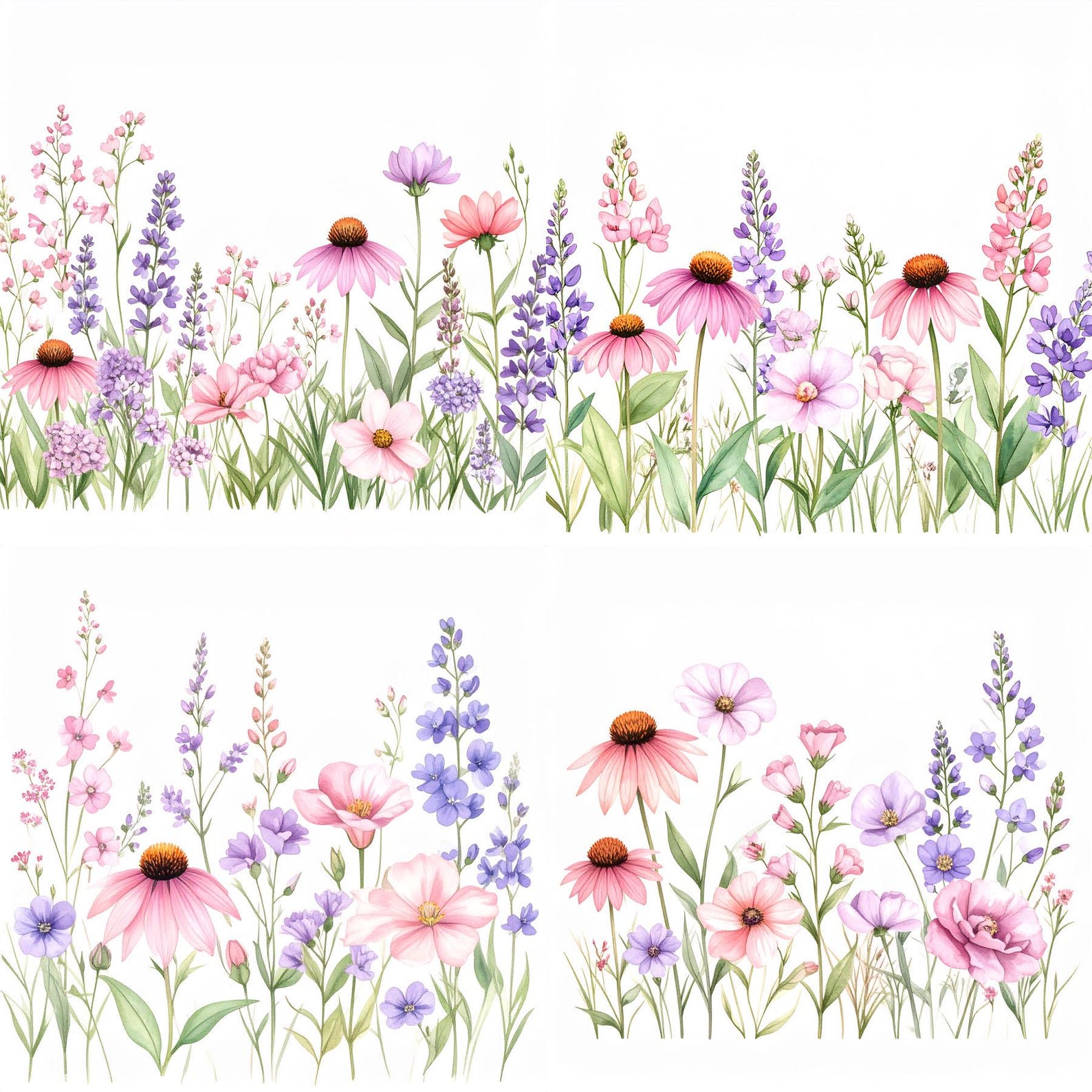 12 Boho Wildflower Watercolor Print Set Soft Meadow Floral Art for ...