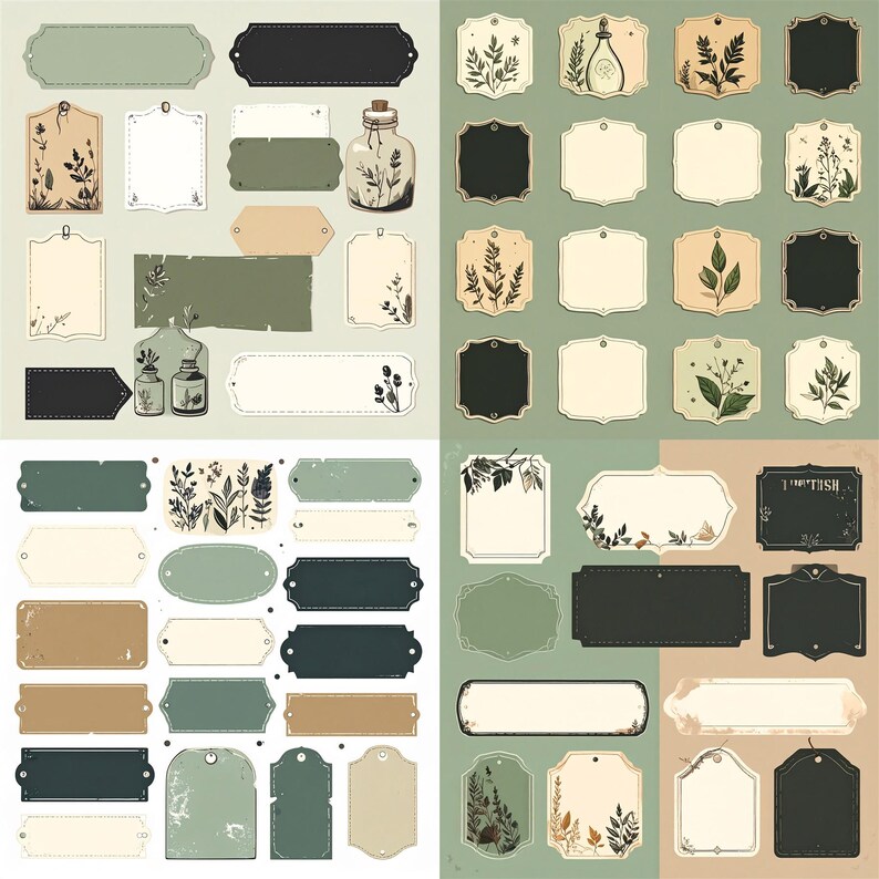 Vintage Printable Label Tags for Junk Journaling Scrapbook Supplies ...