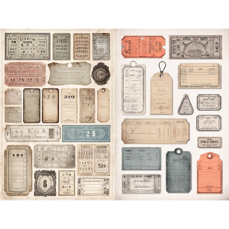 Steampunk Vintage Ticket Collage Printable Ephemera Sheet With Antique ...