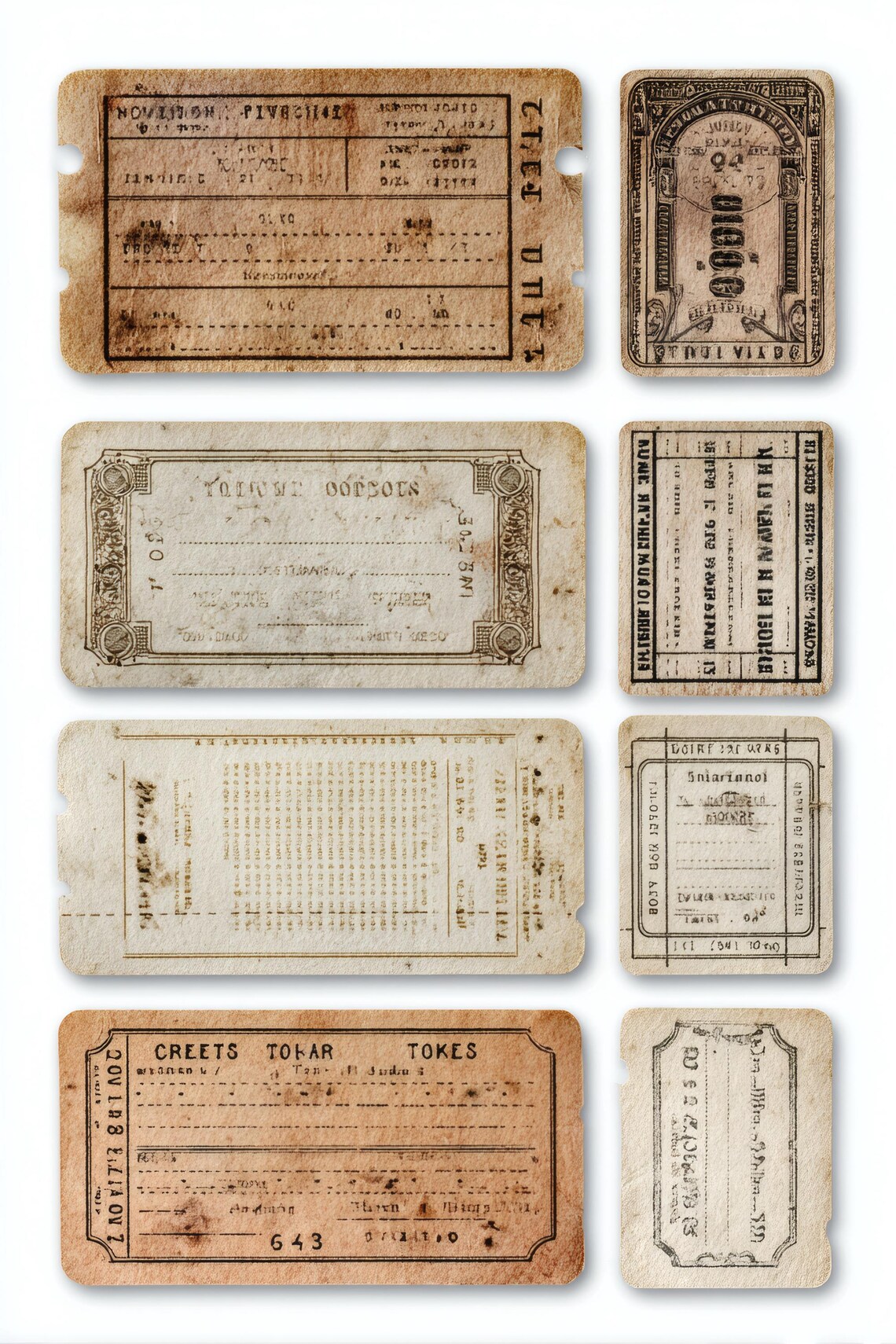 Vintage Flight Ticket Stubs Printable Ephemera Set Faded Blue Sepia ...