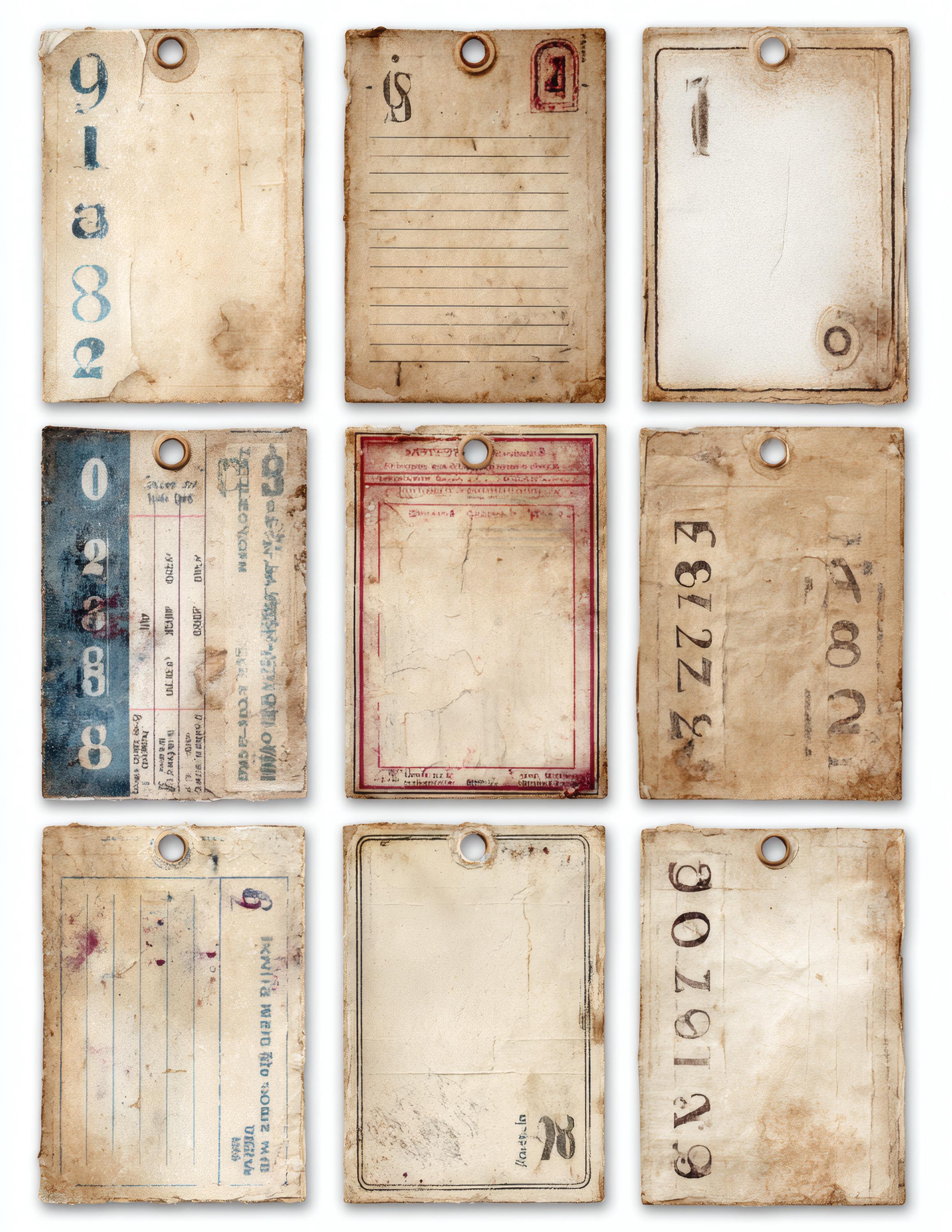 Printable Vintage Number Labels Ephemera, Junk Journal Tags and ...