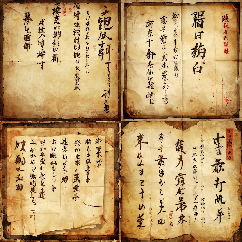 Oriental Vintage Paper Pack Chinese Japanese Scroll Style Printable ...