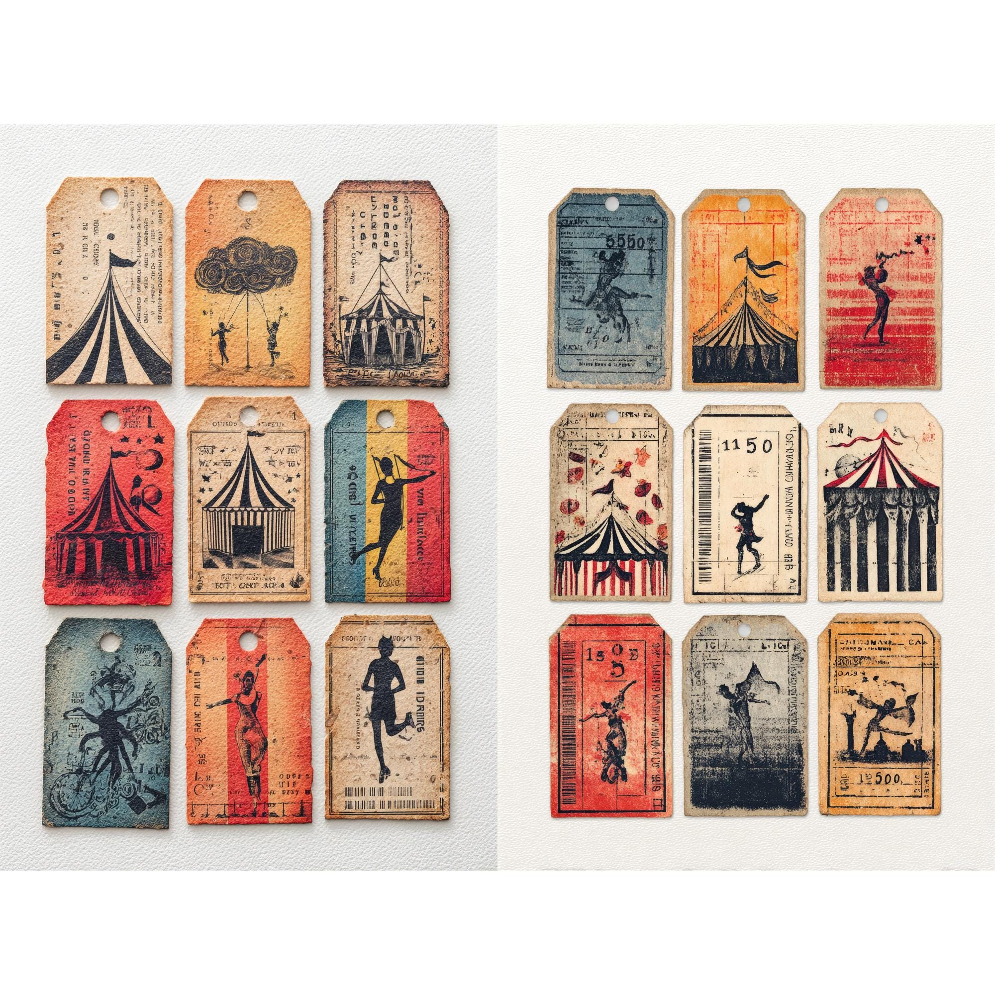 Printable Circus Ticket Collage Sheet Vintage Entry Passes Ephemera ...