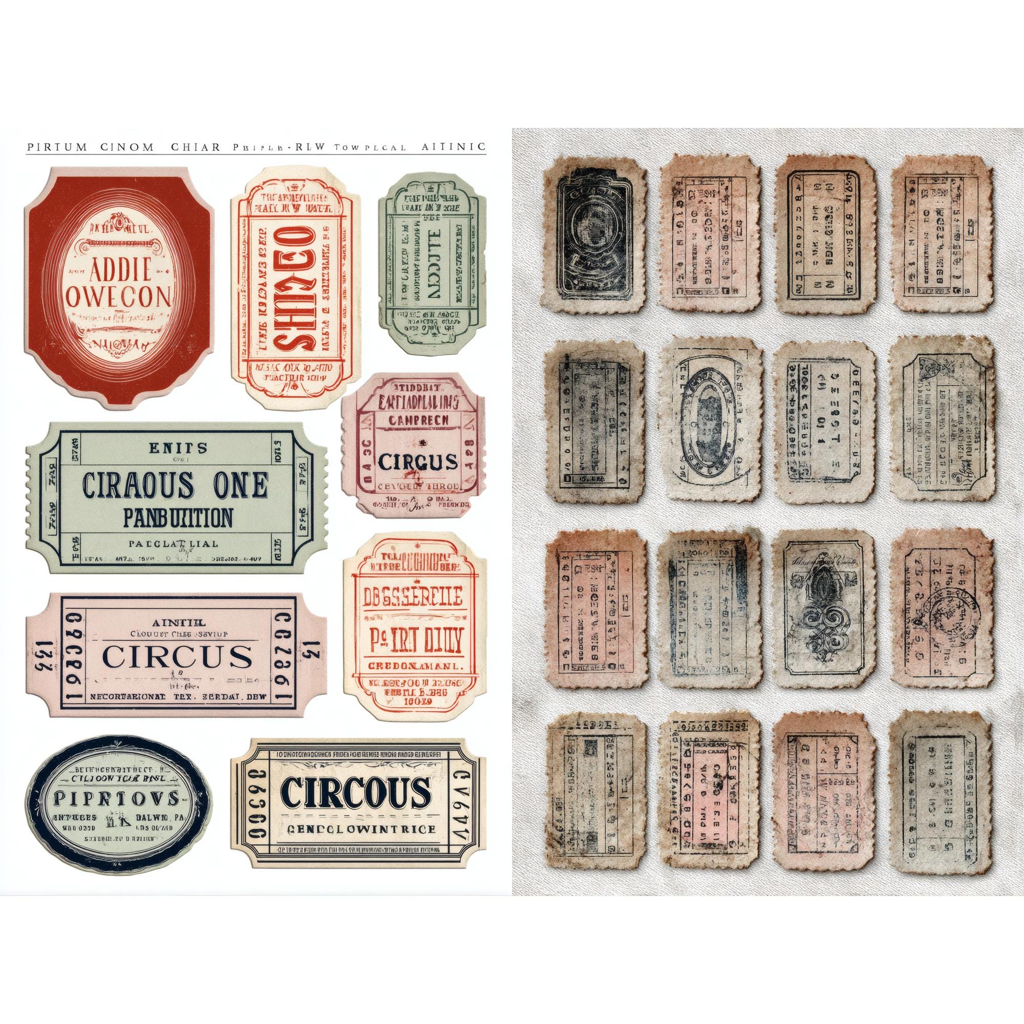 Printable Vintage Raffle Tickets Collage Sheet With Price Stubs and ...
