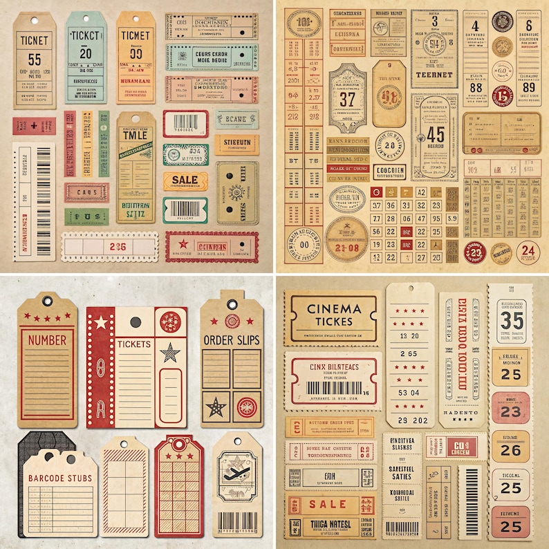 Vintage Ephemera Collage Sheets | Retro Junk Journal Printables | Aged ...