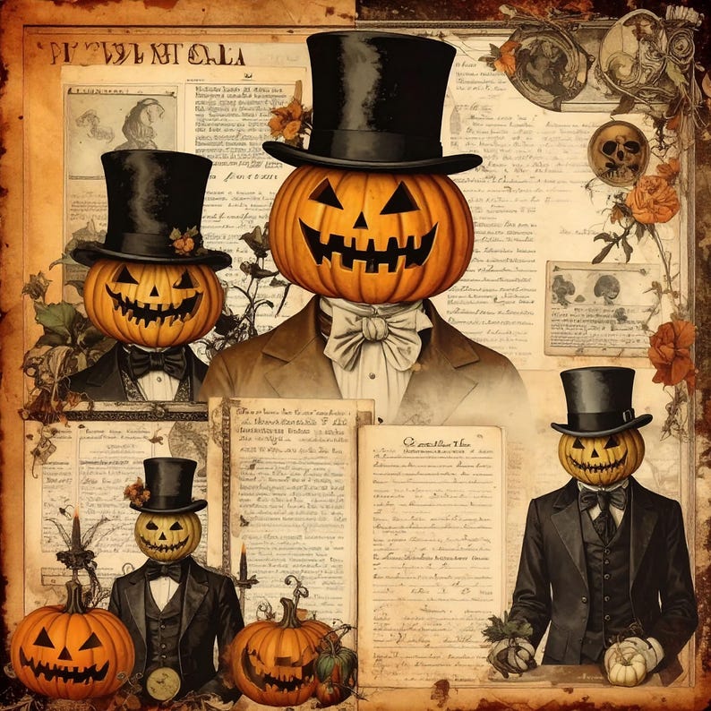 Pumpkin Head Halloween Journal Pages Printable Spooky Scrapbook Kit ...