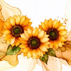 Sunflower Clipart Bundle Watercolor Sunflower Bouquet Bright Yellow ...