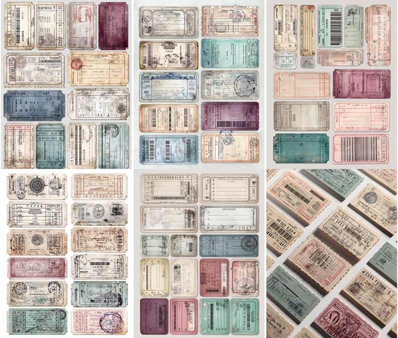 Vintage Train Ticket Ephemera Printable, Retro Travel Pass Collage ...