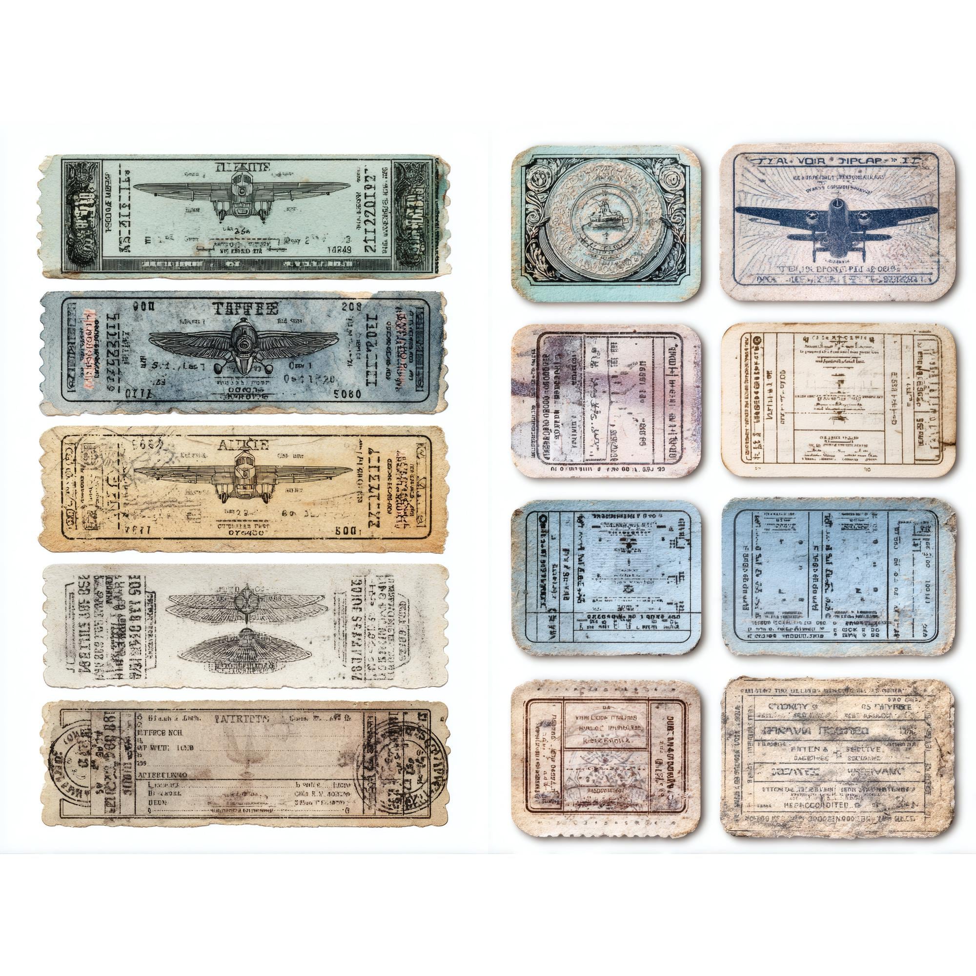 Vintage Train Ticket Stubs Printable Ephemera Set Brown Sepia Ivory ...