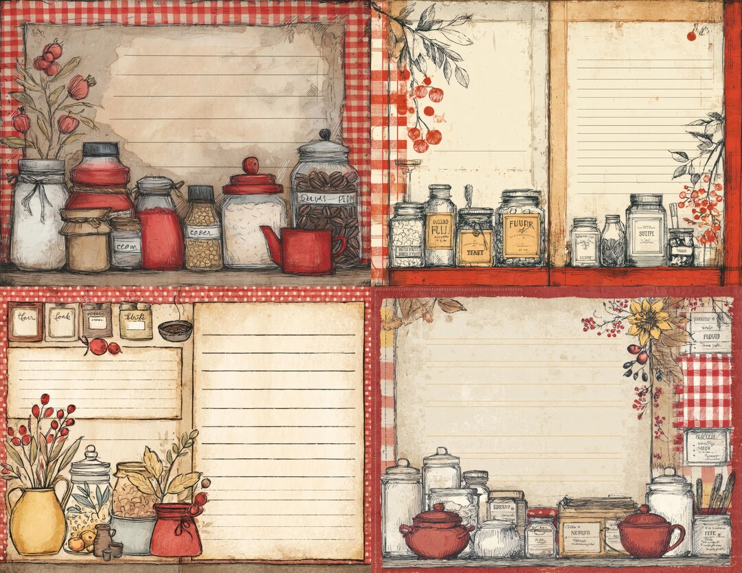 Rustic Pantry Junk Journal Page With Illustrated Labels Flour Sugar ...