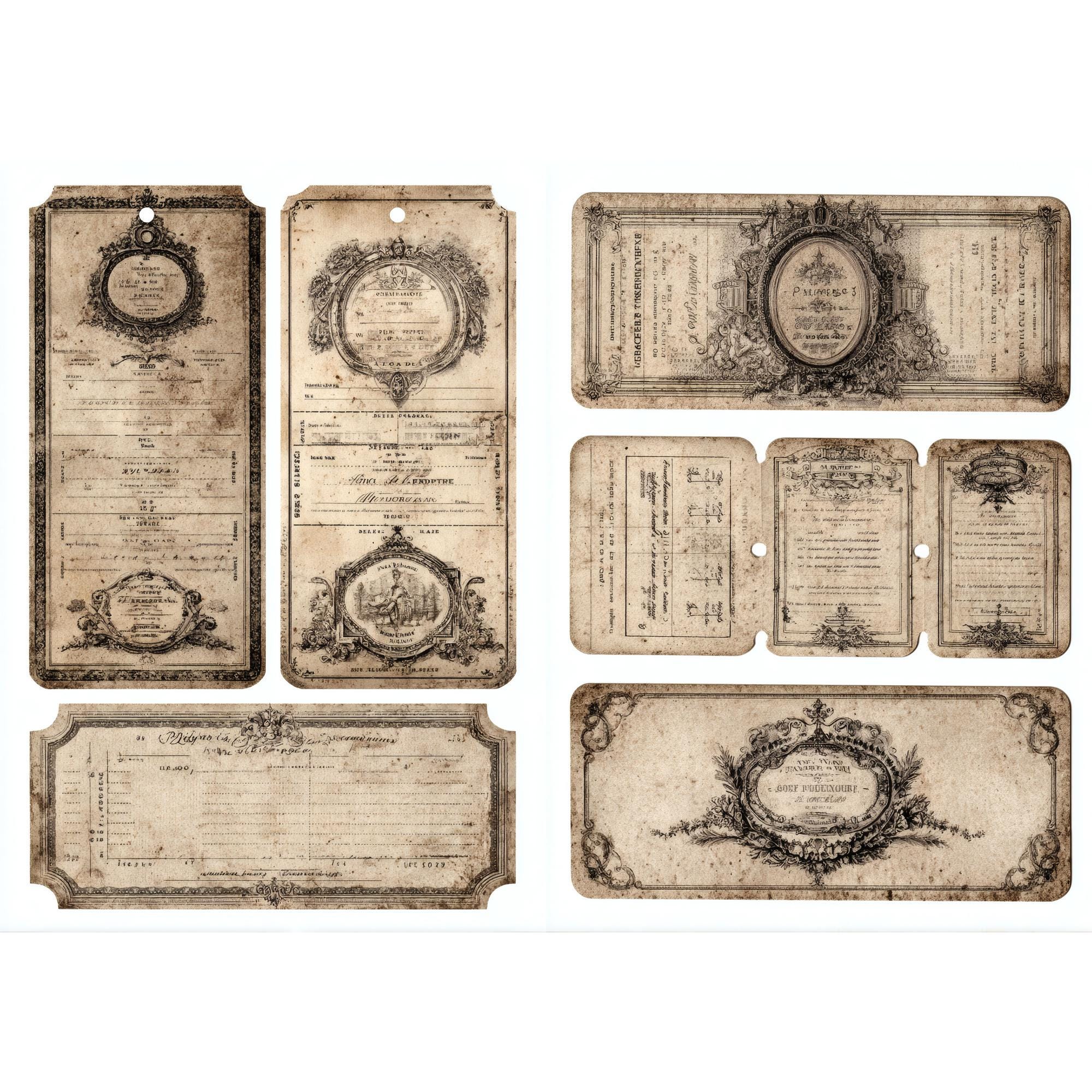 Mini French Receipt Printables, Vintage Paris Ephemera, Tea Dyed Junk ...