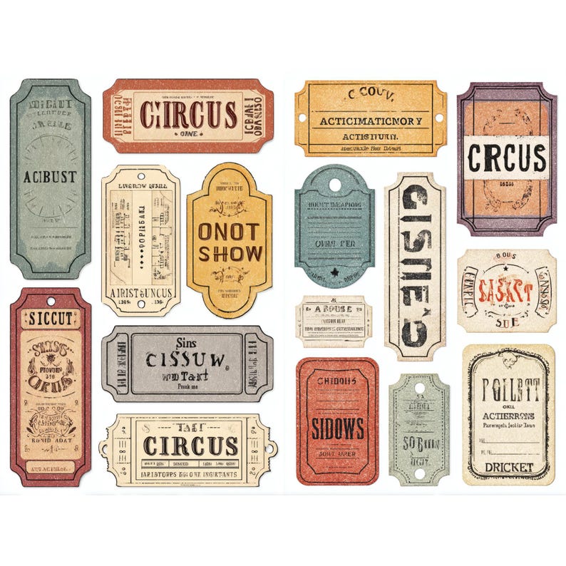 Vintage Circus Ticket Sheet Printable Admission Passes Carnival ...