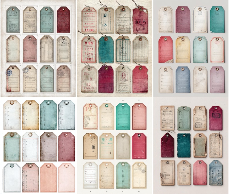Vintage Price Tag Ephemera Printable, Antique Tag Collage Sheet, Junk ...
