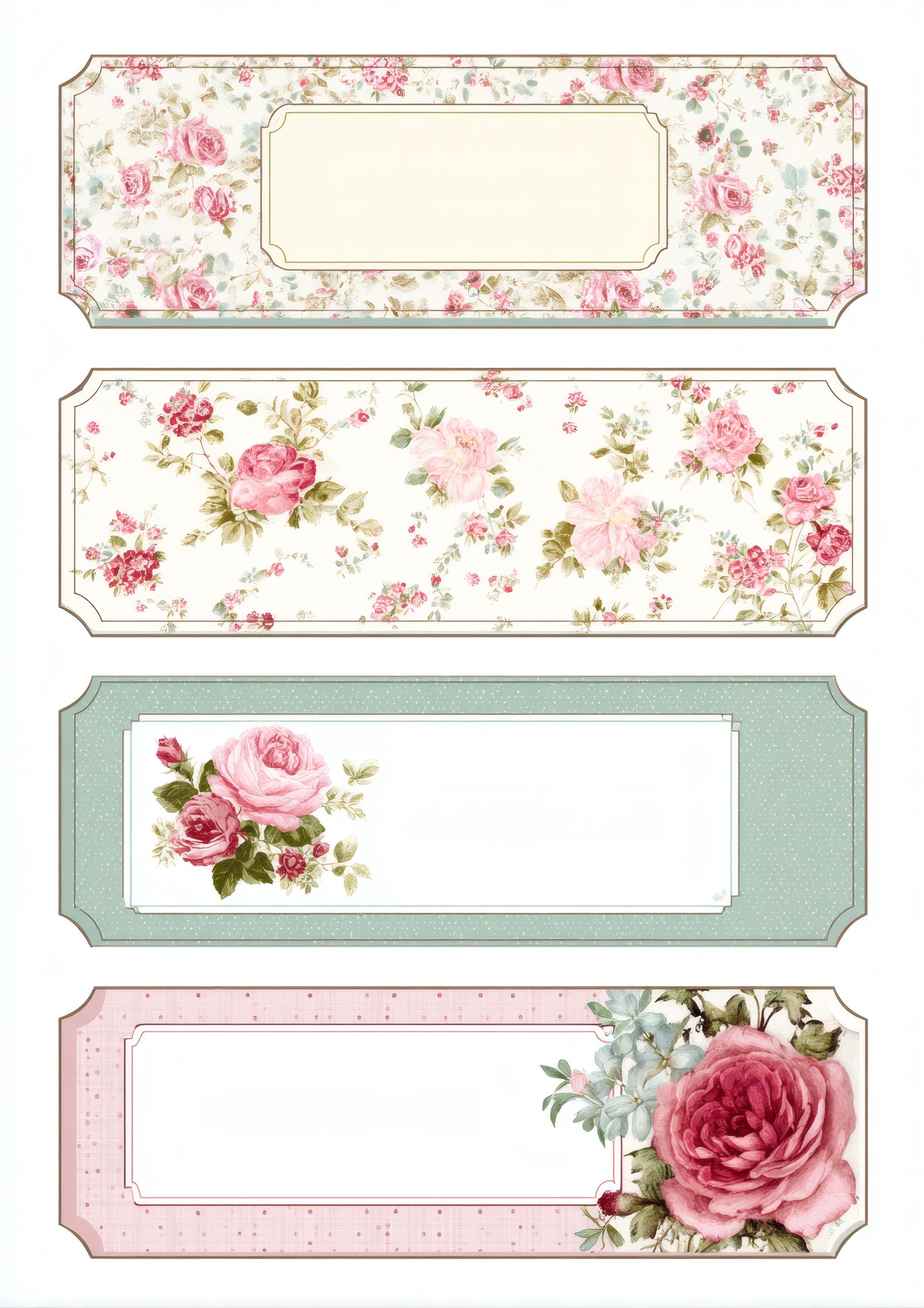 Shabby Chic Rose Labels, Vintage Floral Laabel, Pastel Garden Scrapbook ...