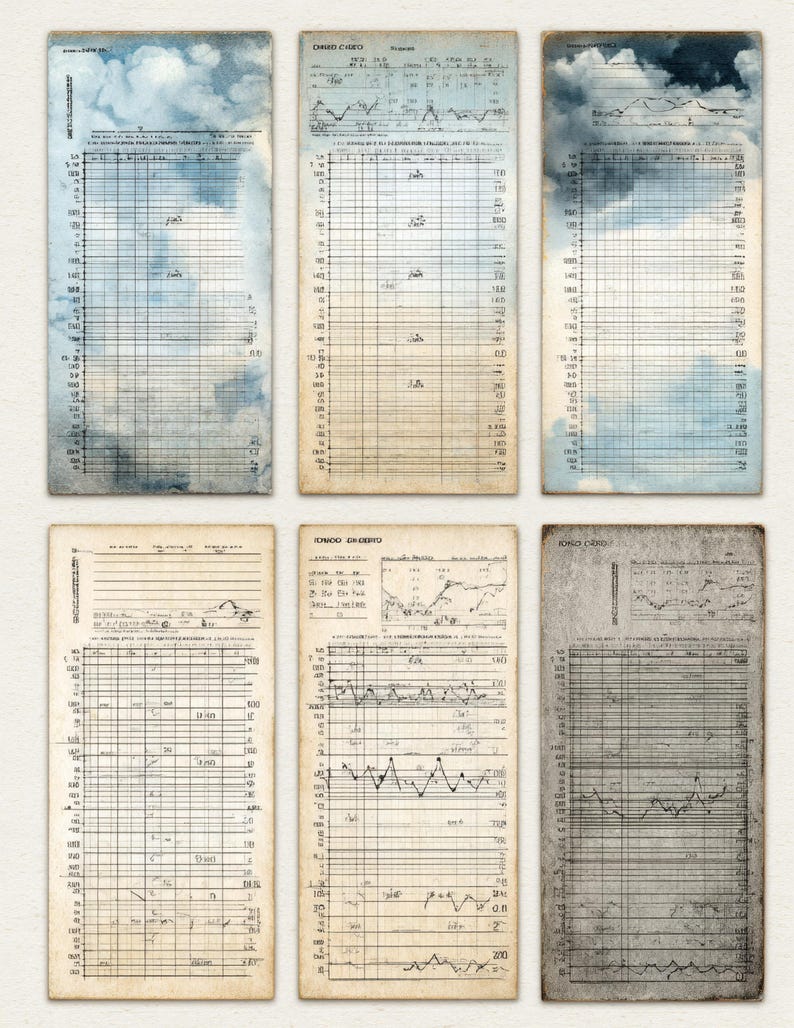 Retro Weather Record Cards Printable, Meteorology Ephemera Labels ...