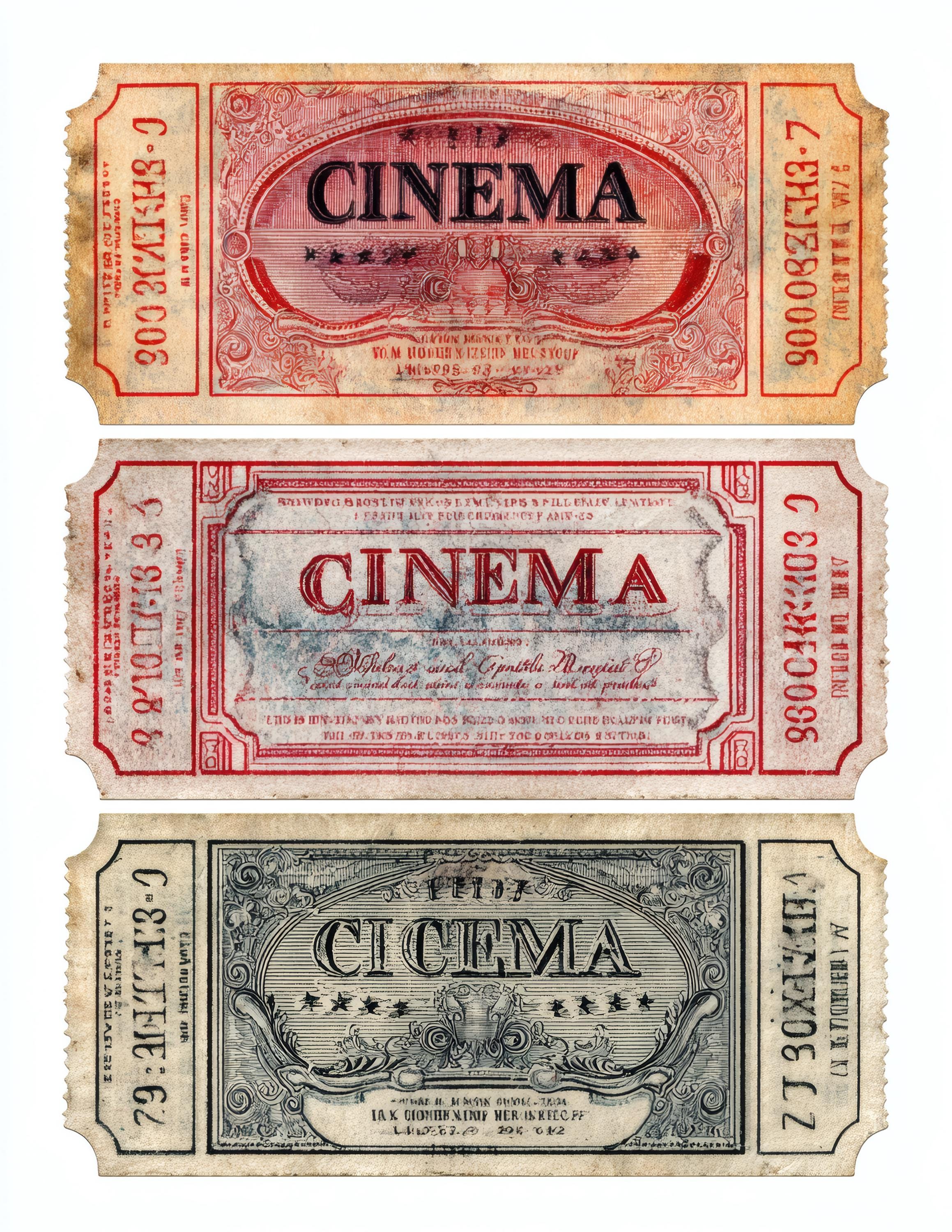 Cinema Ticket Ephemera, Retro Movie Theatre Stubs for Junk Journals ...