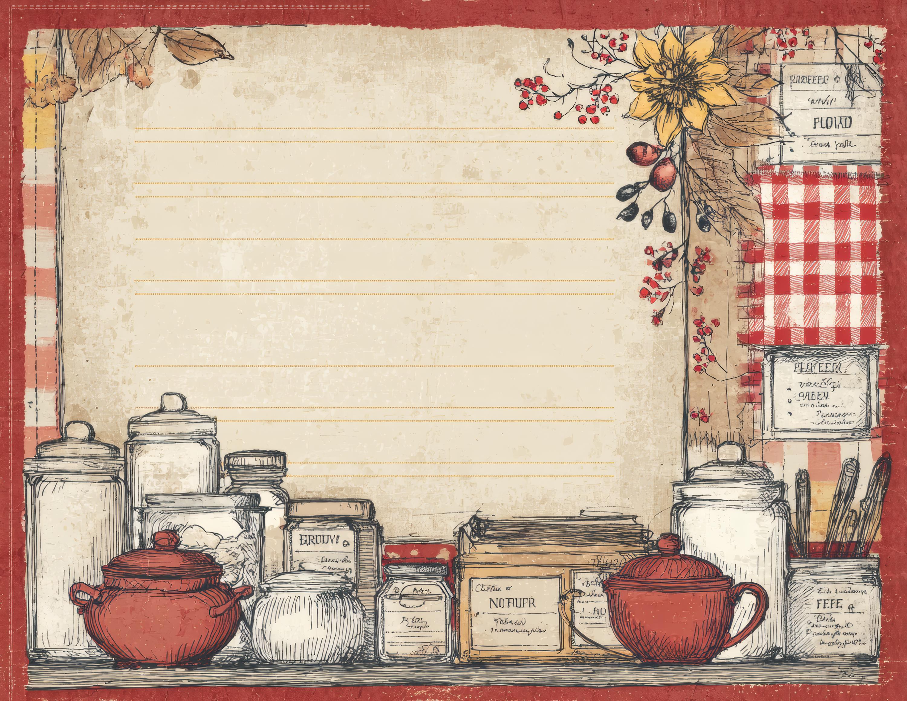 Rustic Pantry Junk Journal Page With Illustrated Labels Flour Sugar ...