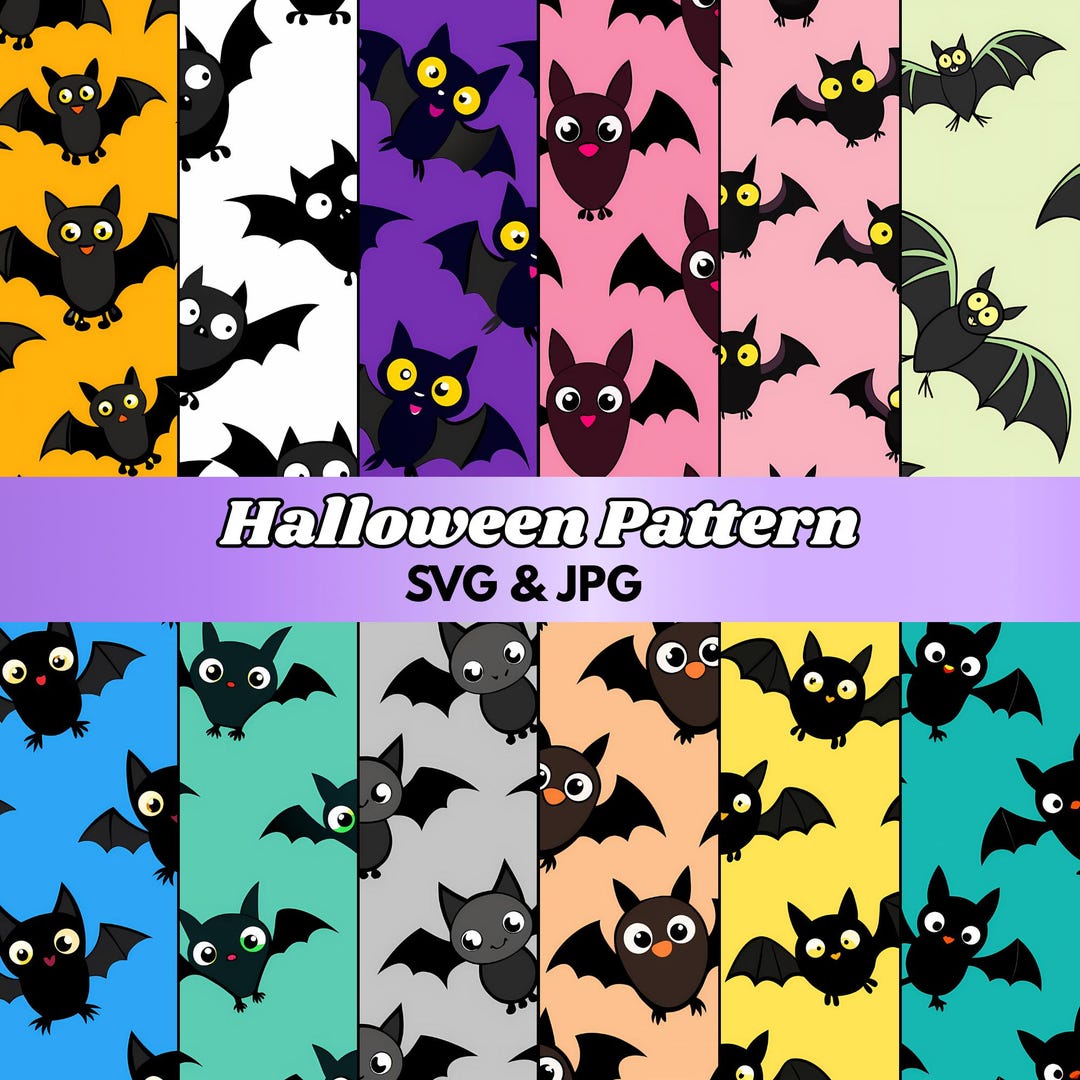 Niedliche Halloween Fledermaus SVG Muster Bundle für Cricut, Kawaii ...