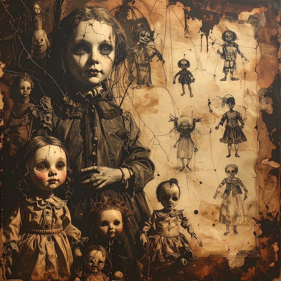 Vintage Doll Silhouette Paper Pack Grunge Junk Journal Pages Black ...