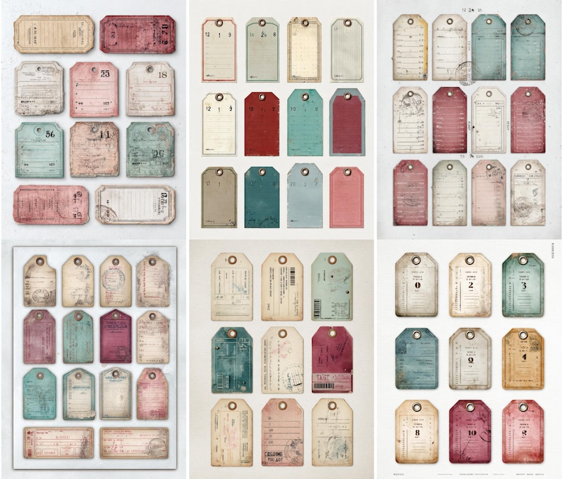 Vintage Price Tag Ephemera Printable, Antique Tag Collage Sheet, Junk ...