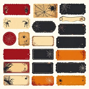 Printable Halloween Label Tag Bundle With Vintage Spider Web and ...