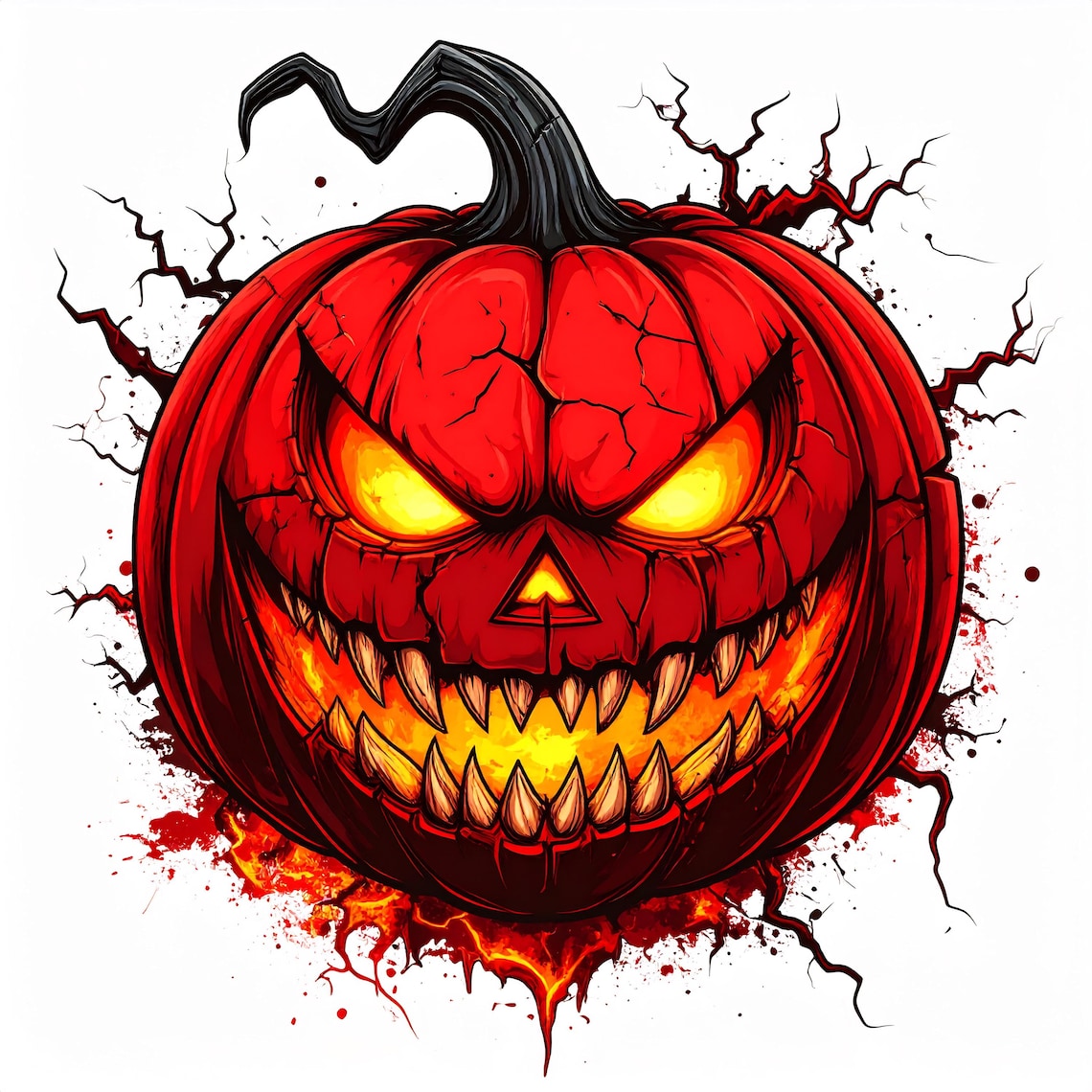 Monster Pumpkin Clipart With Glowing Eyes and Mouth Creepy Horror ...