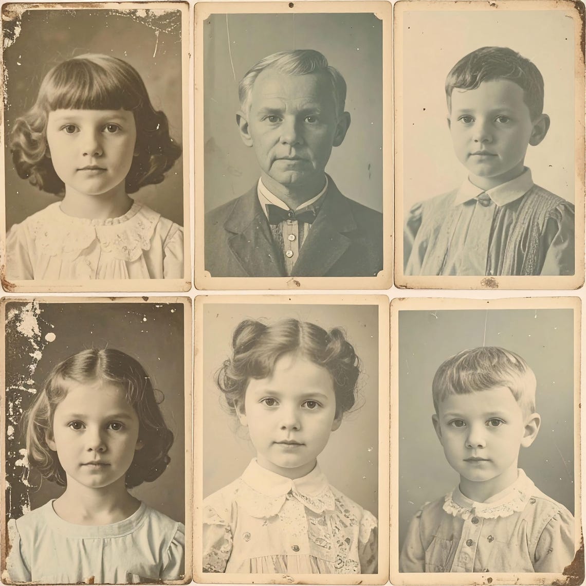 Vintage Kids Portrait Collage Sheet Bundle Antique Photo Ephemera ...