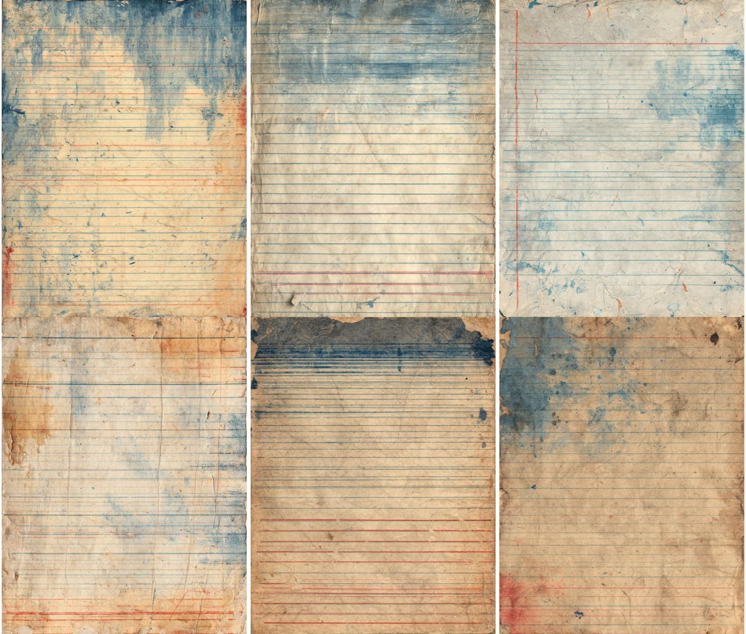 Vintage Lined Paper Pages, Old School Notebook Printable, Distressed ...