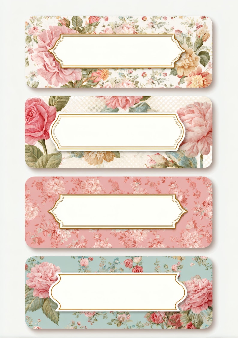Shabby Chic Rose Labels, Vintage Floral Laabel, Pastel Garden Scrapbook ...