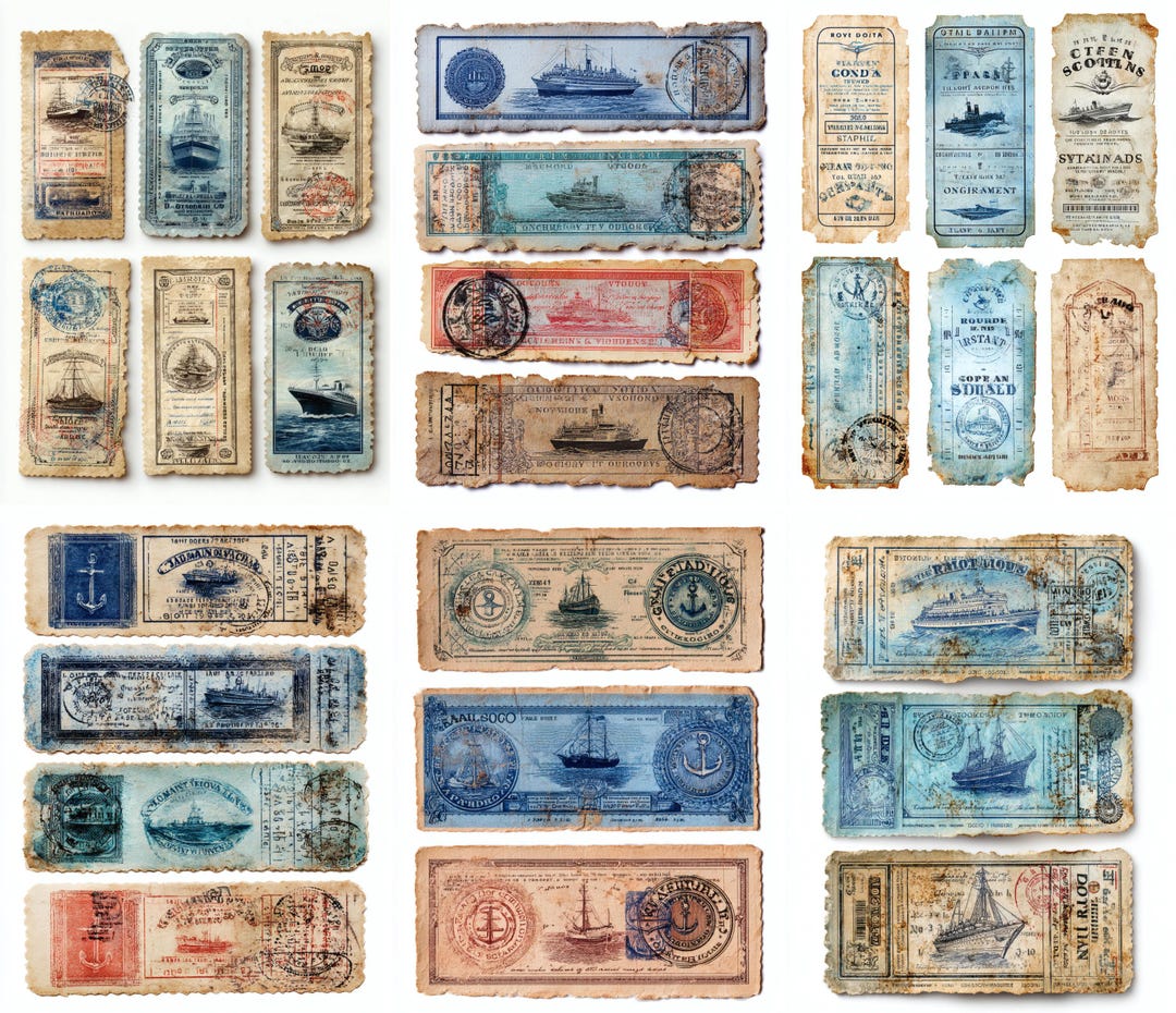 148 Steamship Travel Vouchers, Ocean Liner Ticket Junk Journal Kit ...