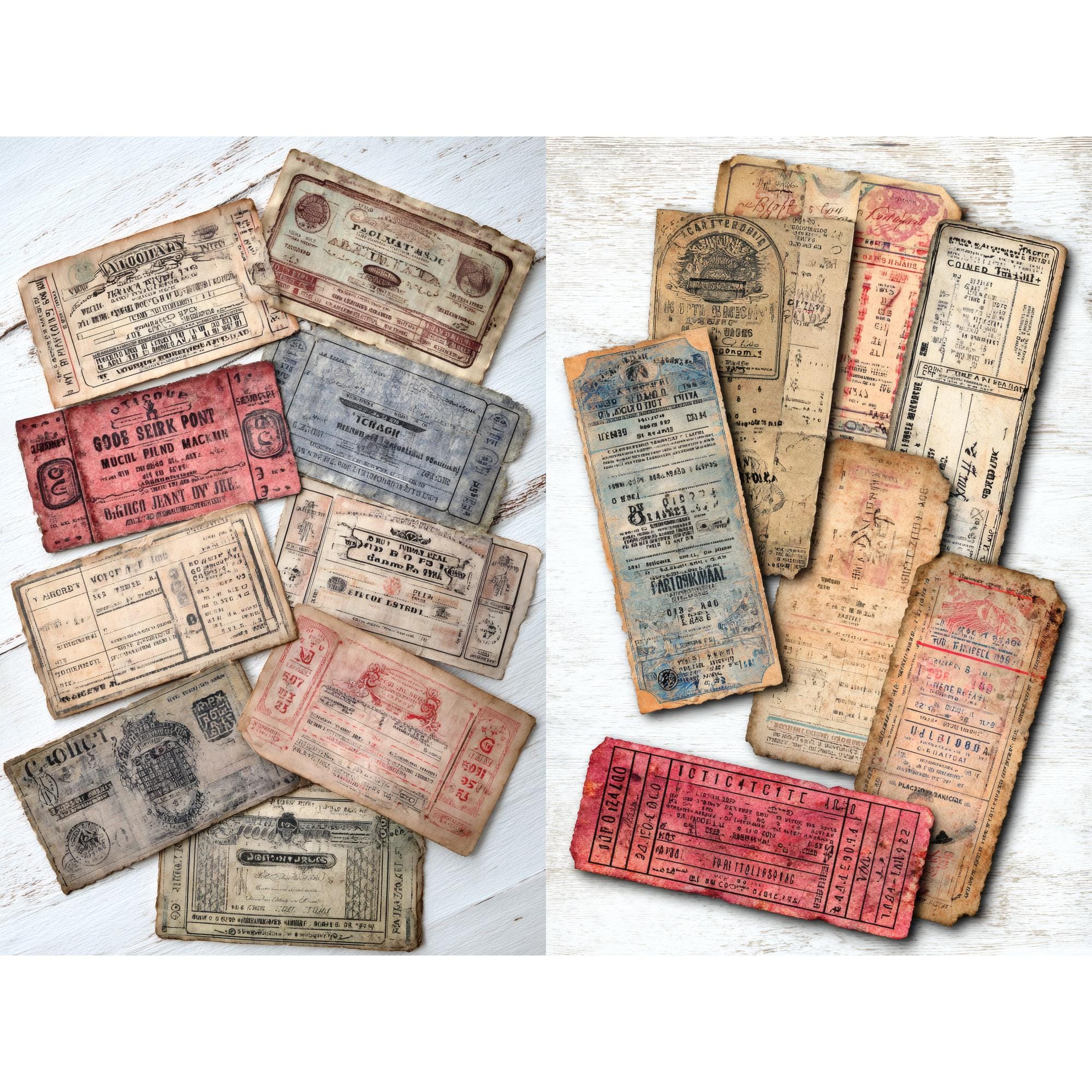Vintage Carnival Ticket Collage Sheet Printable Admit One Ephemera for ...