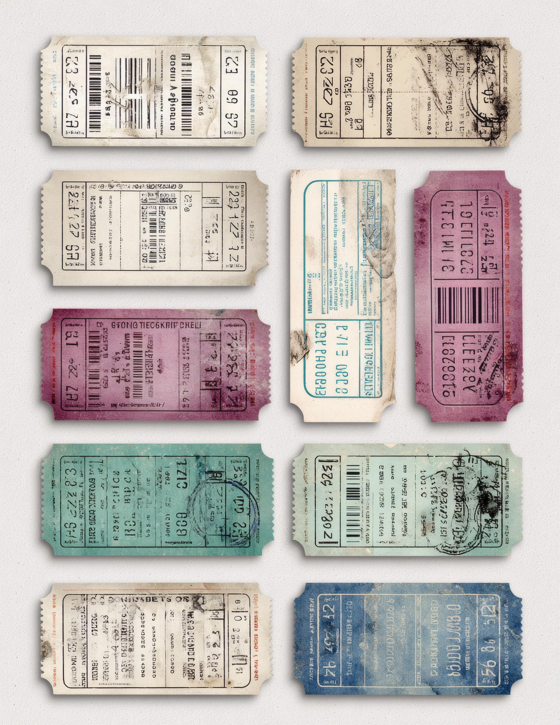 Vintage Train Ticket Ephemera Printable, Retro Travel Pass Collage ...