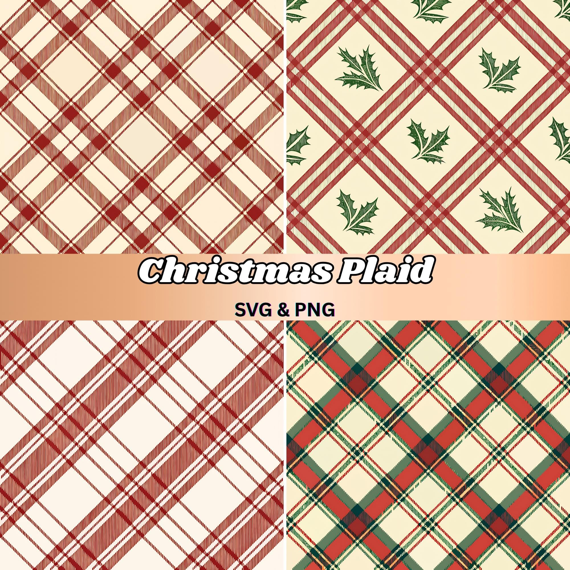 Christmas Plaid SVG Bundle, Red and Green Tartan Digital Papers ...