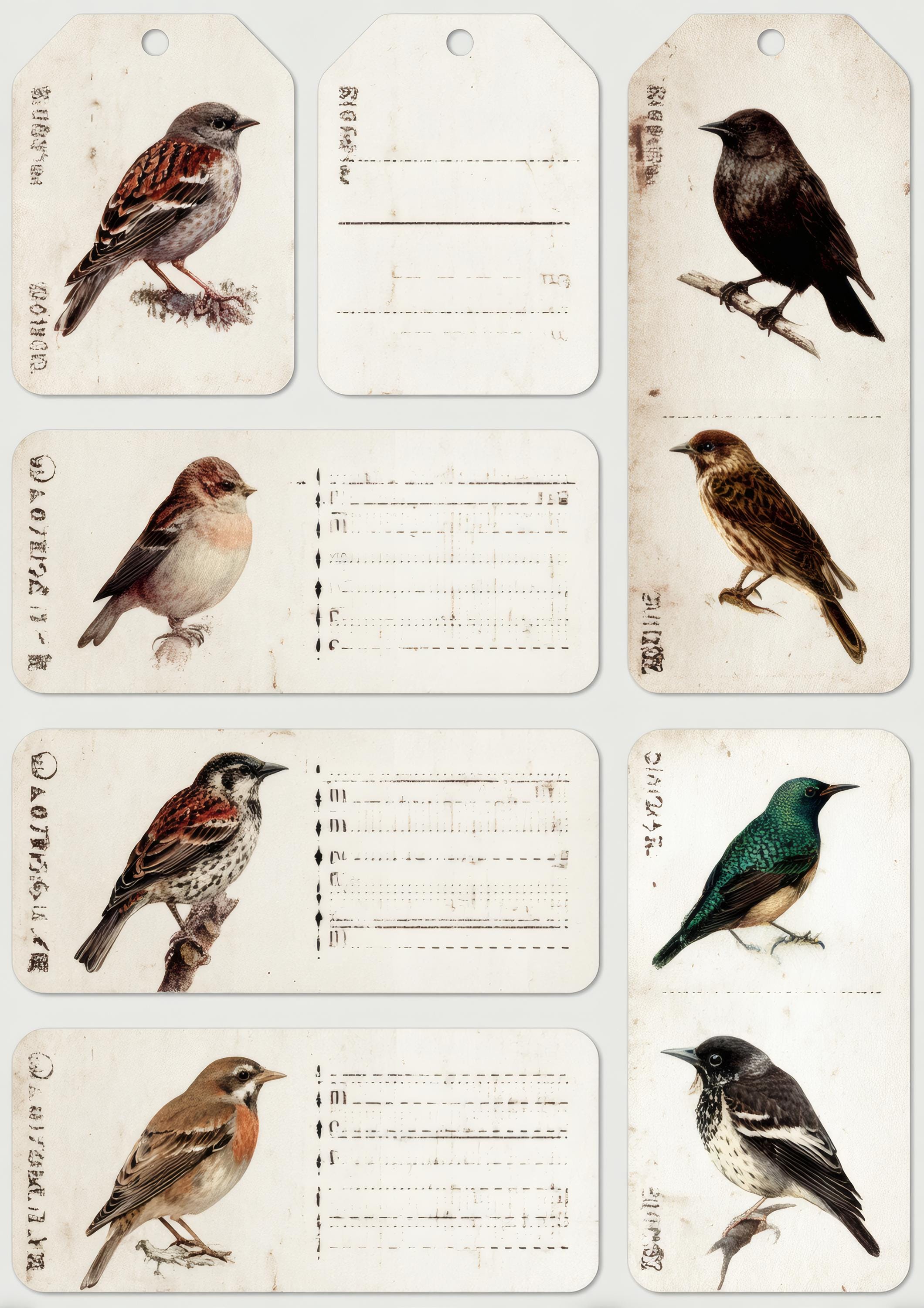 Bird Pocket Labels Printable, Vintage Bird Ephemera, Junk Journal ...