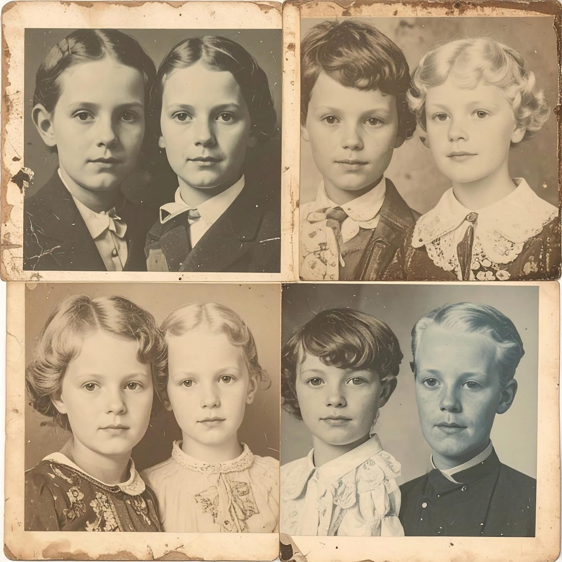 Vintage Kids Portrait Collage Sheet Bundle Antique Photo Ephemera ...