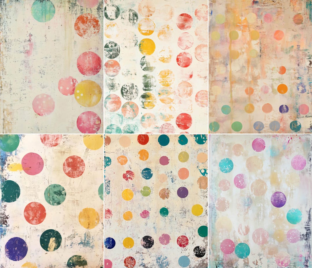 52 Pastel Polka Dot Pages, Pastel Junk Journal Pages, Distressed Polka ...