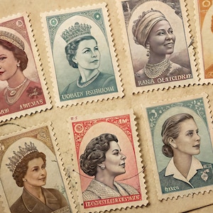 Vintage Women Stamp Collage Sheets, Printable Postage Ephemera, Female ...