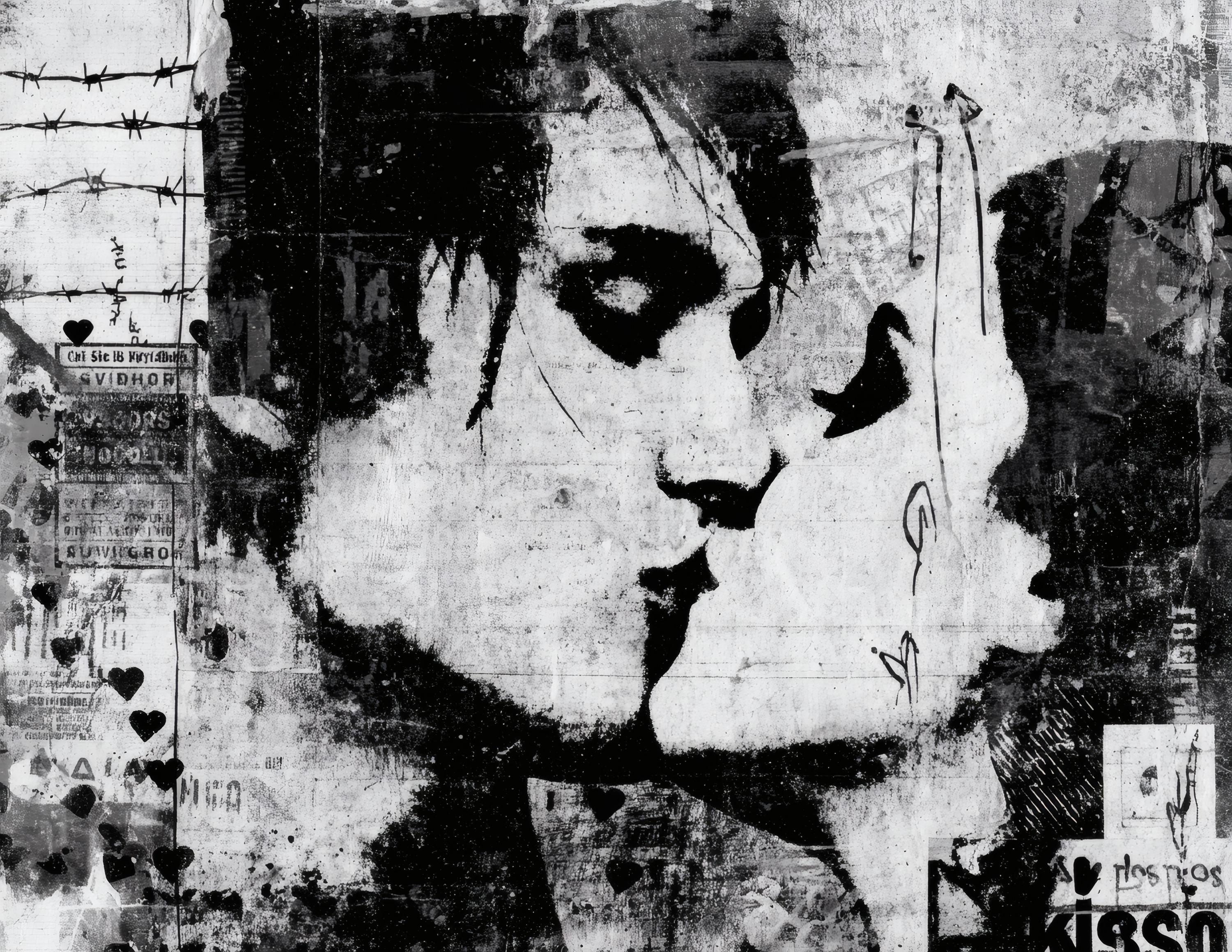 Punk Zine Junk Journal Pages, Distorted Couple Collage, Graffiti Barbed ...
