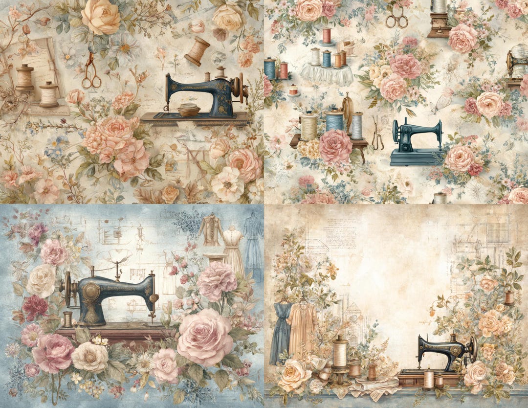 Sewing Room Junk Journal Kit, 36 Vintage Tailor Printable Page, Floral ...
