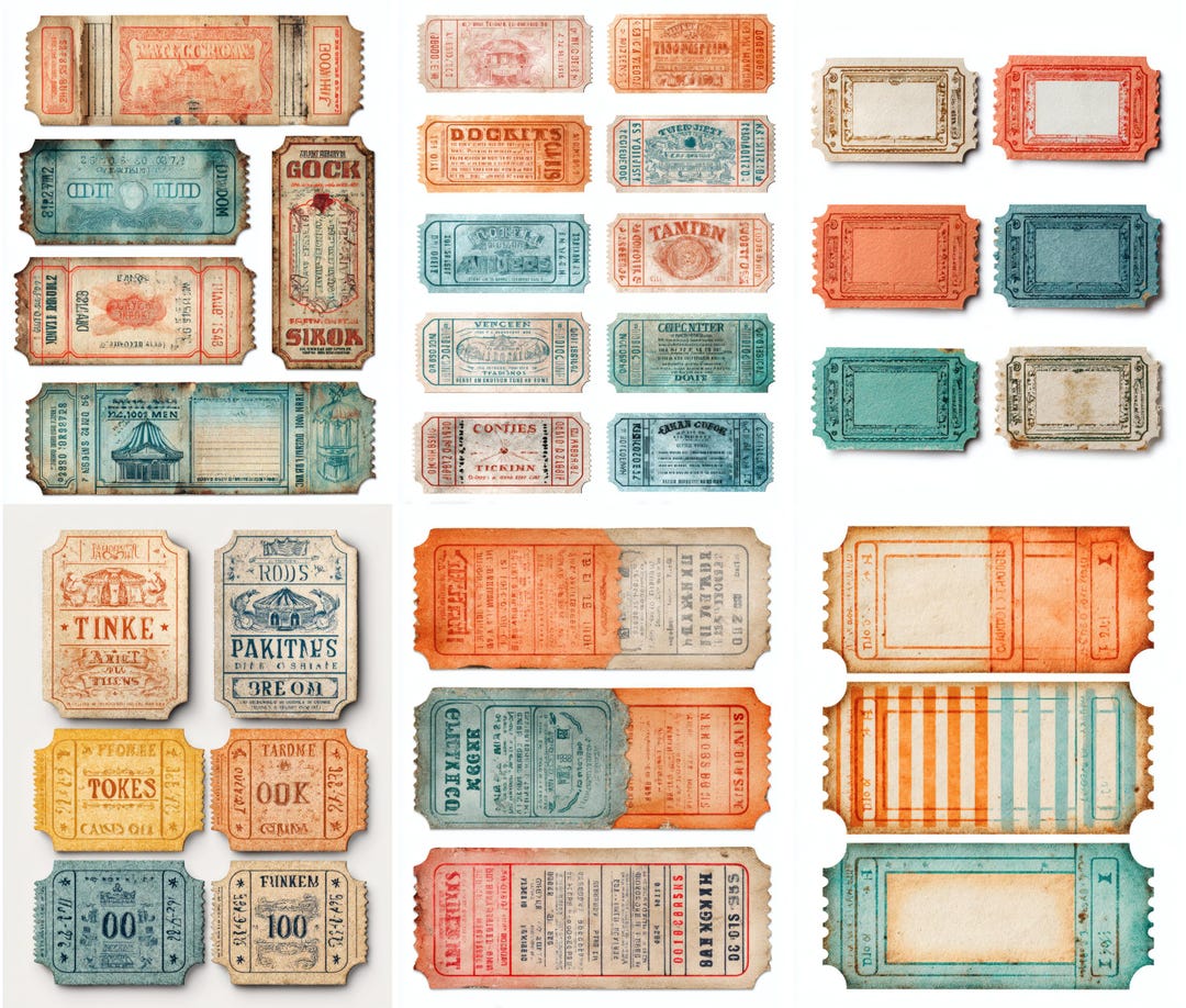 Amusement Park Food and Game Booth Tickets Ephemera, Retro Carnival ...